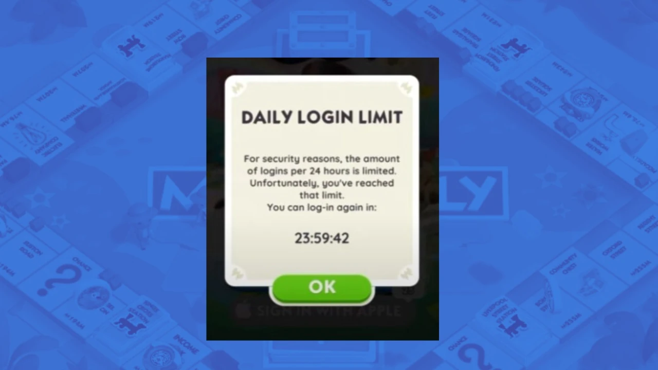 Log in Limit explained - Monopoly GO!