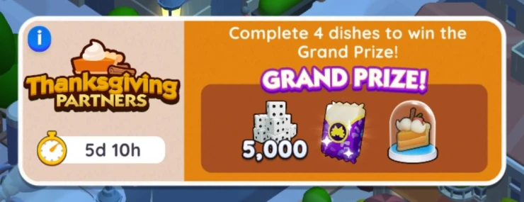 Thanksgiving Partners Event All Milestones and Rewards - Monopoly GO!