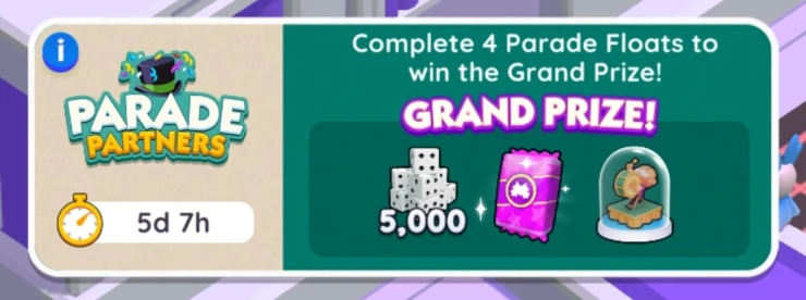 Parade Partners event all milestones and rewards - Monopoly GO!