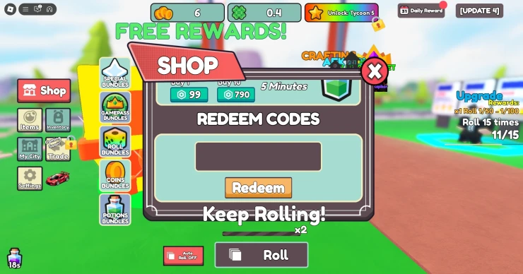Roblox City RNG Tycoon Codes - Get Free Lucky Dice and Potions