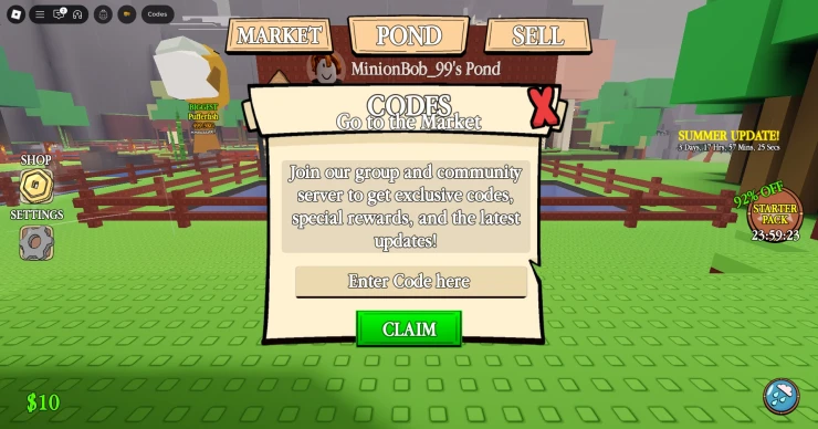 Roblox Own a Fish Pond Tips and Codes to get Free Buckets