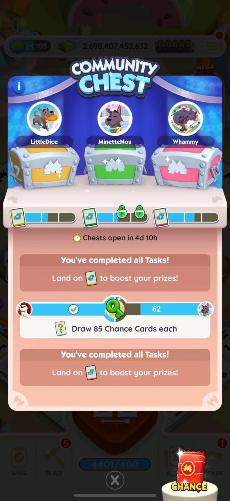 How to win the Red Six Star Pack from Community Chest in Monopoly Go ...