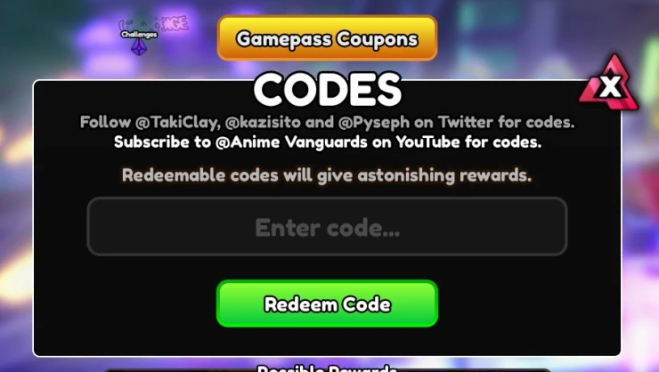 Anime Vanguards Codes - Free rerolls, gems and chips
